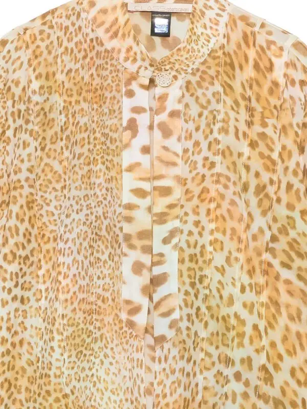 Roberto Cavalli 2000s Leopard-print Pleated Blouse - Neutrals