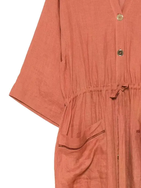 Valentino Garavani 1980s Linen Drawstring Waist Dress