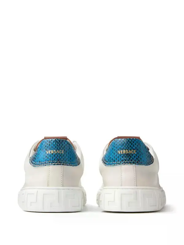 Versace Greca Leather Low-top Sneakers With Embossed Python Detail