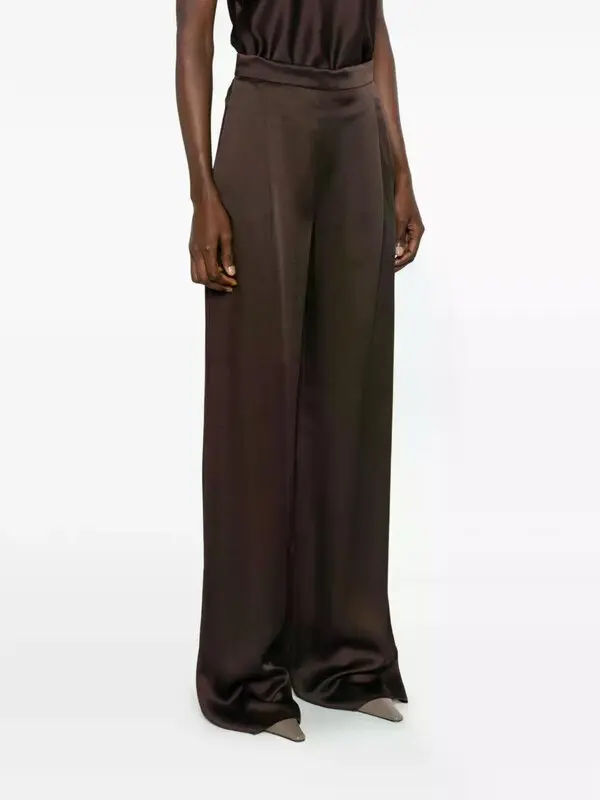 Max Mara Satin Finish Wide-leg Trousers - Brown
