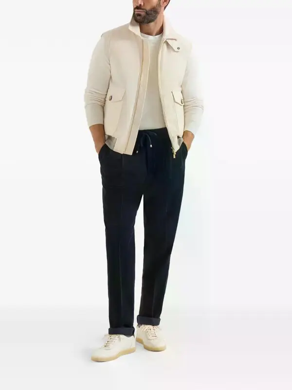 Brunello Cucinelli Garment-dyed Cotton Corduroy Trousers With Double Pleats - Blue