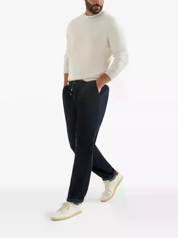 Brunello Cucinelli Garment-dyed Cotton Corduroy Trousers With Double Pleats - Blue