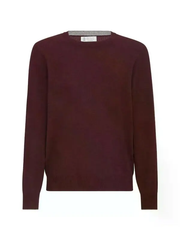 Brunello Cucinelli Rib Knit Cashmere Crew Neck Sweater - Red