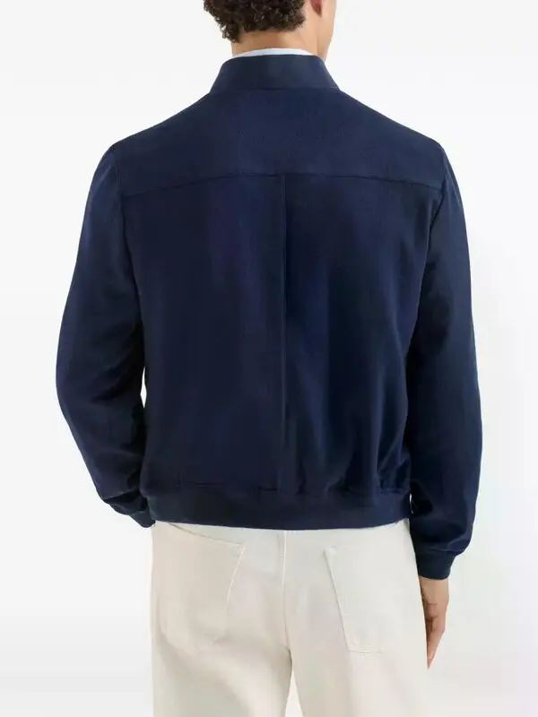 Brunello Cucinelli Lightweight Cashmere Flannel Bomber Jacket