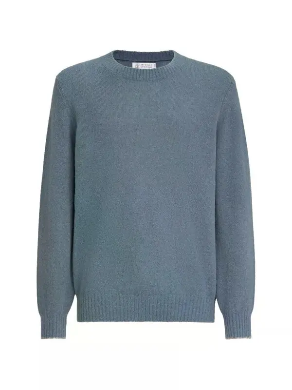 Brunello Cucinelli Alpaca, Cashmere, And Wool Crew Neck Sweater - Blue