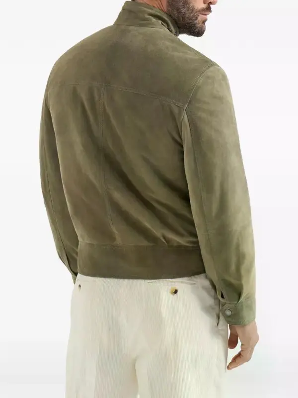 Brunello Cucinelli Suede Outerwear Jacket With Thermore® Padding And Stand Collar