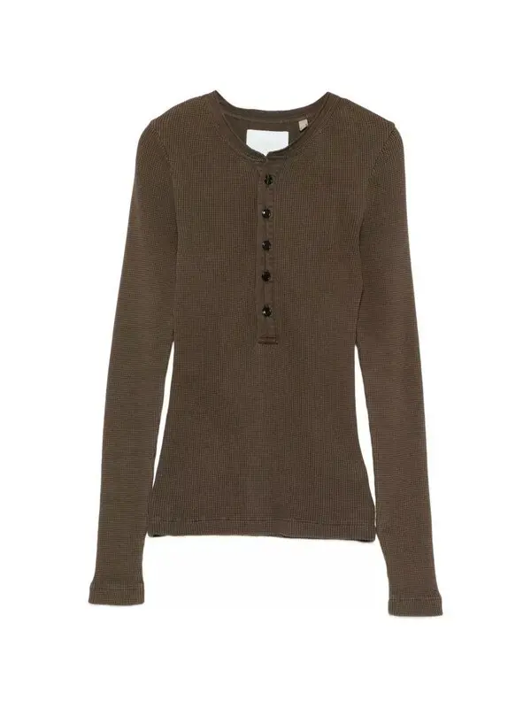 Citizens Of Humanity Drea Waffle-knit Henley Top - Green