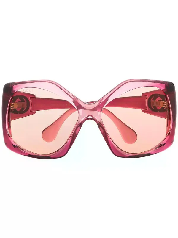 Gucci Oversized Angular Frame Sunglasses - Pink