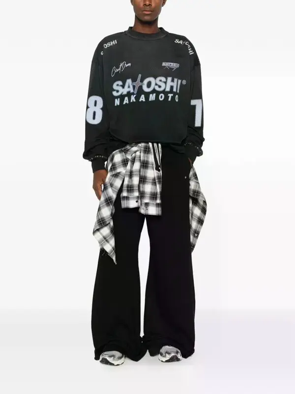 SATOSHI NAKAMOTO Logo-print Mesh T-shirt