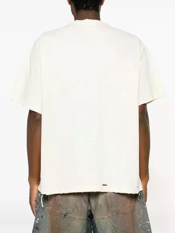 SATOSHI NAKAMOTO Logo-print Distressed T-shirt