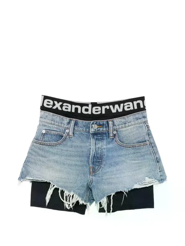 Alexander Wang Layered Frayed Denim Shorts