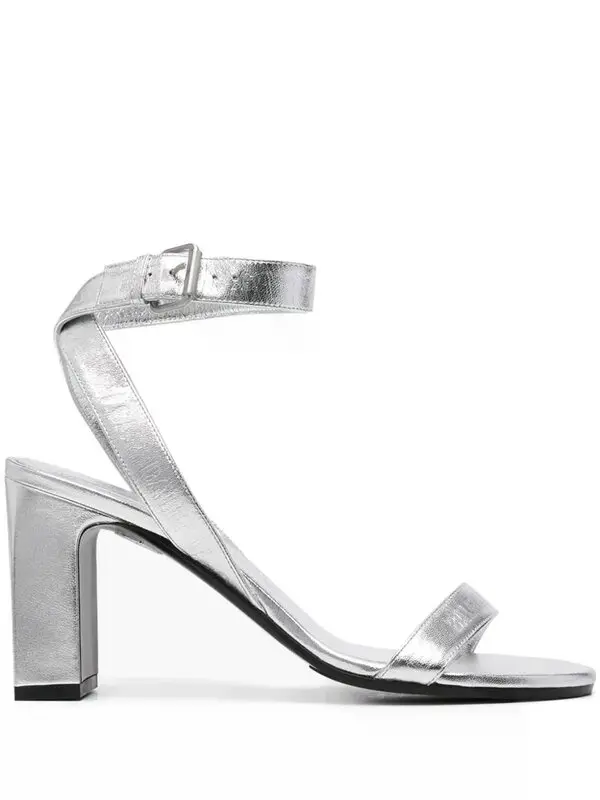 Balenciaga Metallic Leather Ankle Strap Sandals