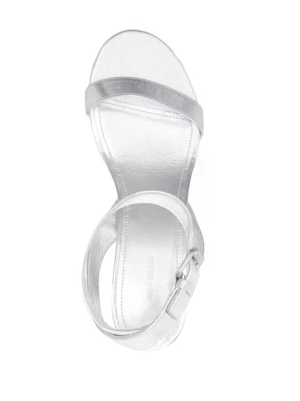 Balenciaga Metallic Leather Ankle Strap Sandals