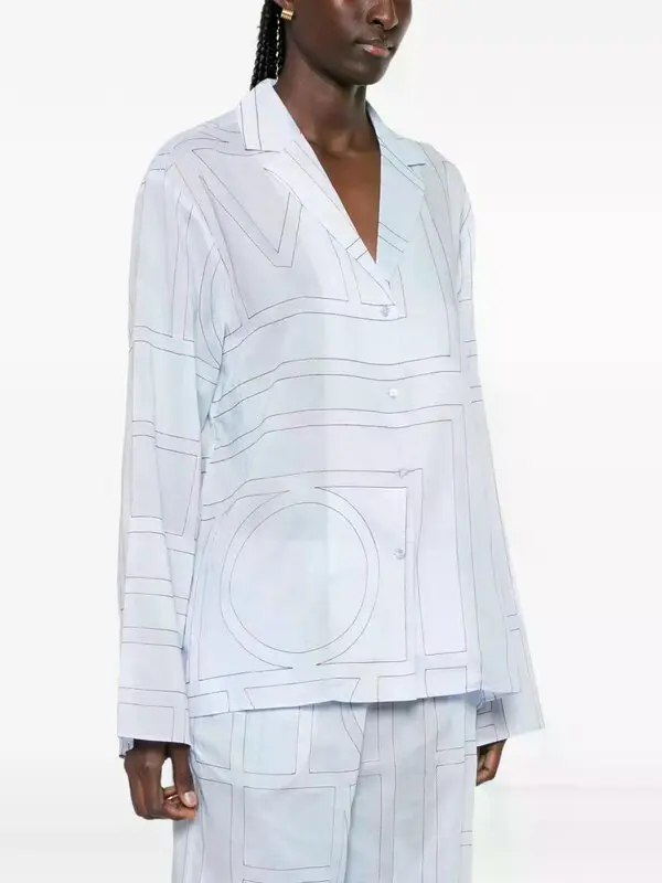 TOTEME Geometric Pattern Long Sleeve Shirt