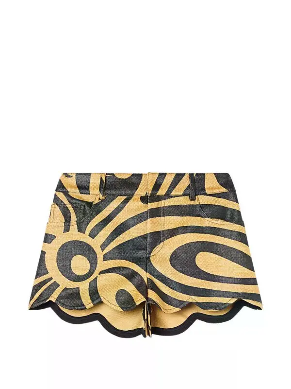 Emilio Pucci Raffia Jacquard Scallop-trim Shorts