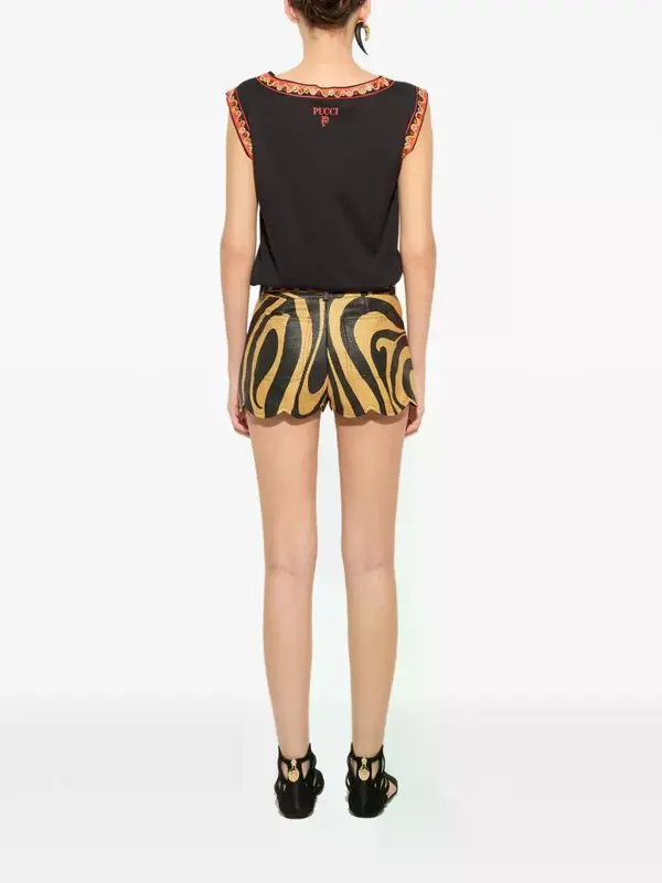 Emilio Pucci Raffia Jacquard Scallop-trim Shorts