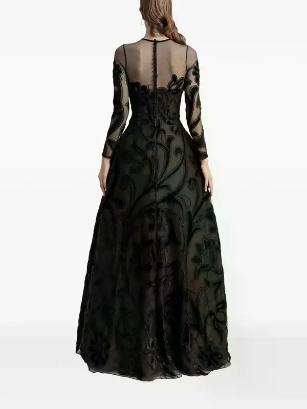 GEMY MAALOUF Embroidered Mesh Gown
