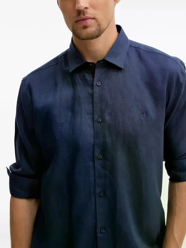 TRUSSARDI Logo-embroidered Linen Shirt