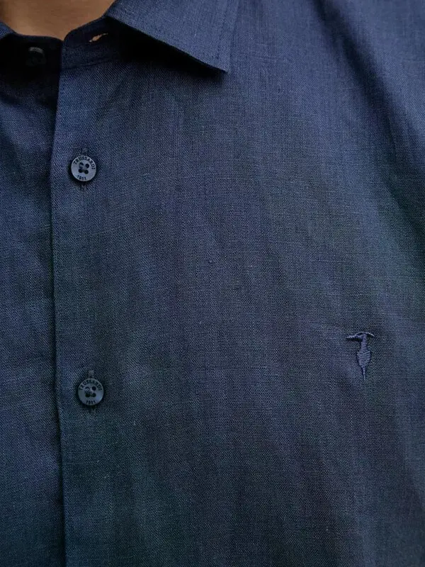 TRUSSARDI Logo-embroidered Linen Shirt