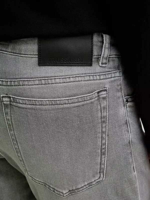TRUSSARDI Logo Patch Straight-leg Jeans - Grey
