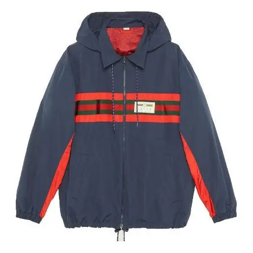 Gucci Label Nylon Jacket - Blue