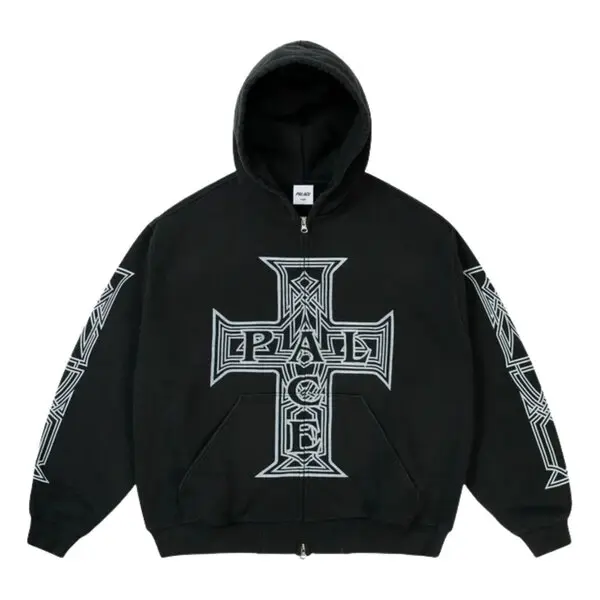PALACE Y So Cross Pigment Zip Up Hoodie - Black