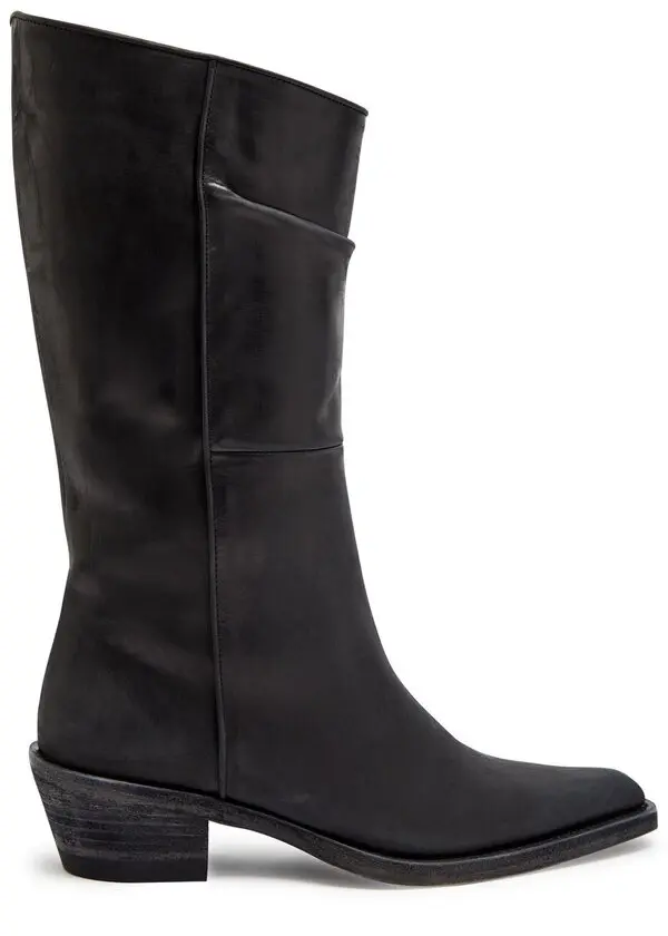 Khaite Clive 35 Gathered Leather Mid-calf Boots - Black