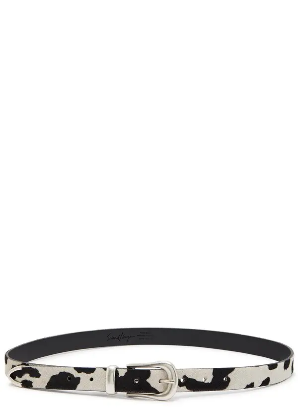 SECOND / LAYER Cow-print Pony-hair Belt - Multicoloured 1