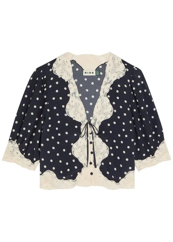 Rixo Ursula Polka Dot Puff Sleeve Top
