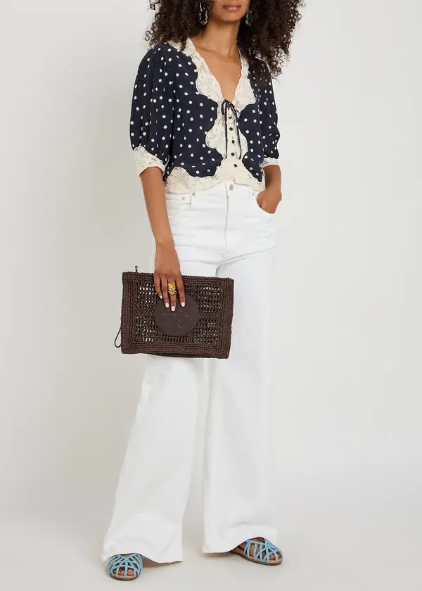 Rixo Ursula Polka Dot Puff Sleeve Top