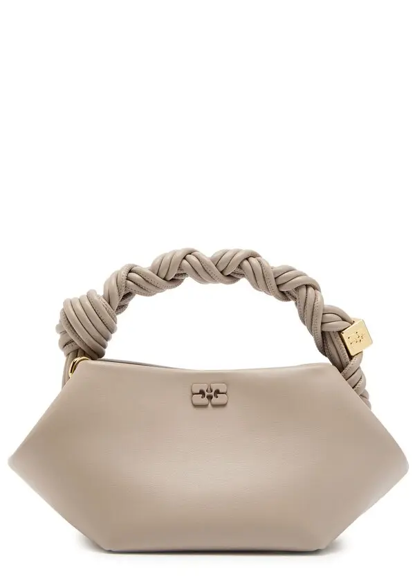 GANNI Bou Mini Leather Top Handle Bag - Grey