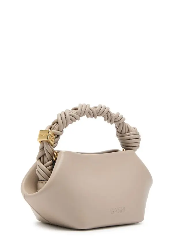 GANNI Bou Mini Leather Top Handle Bag - Grey