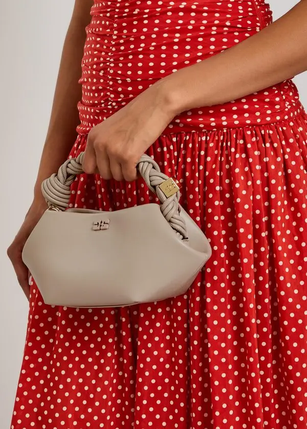 GANNI Bou Mini Leather Top Handle Bag - Grey