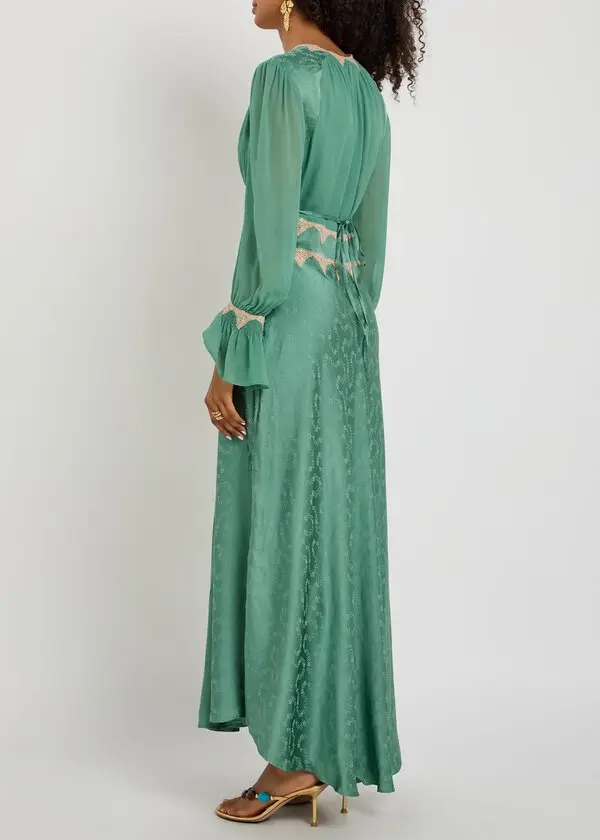 Rixo Arlena Floral Jacquard Midi Dress - Green