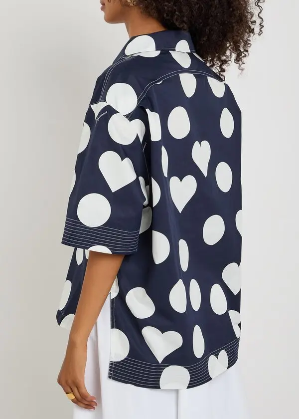 Jacquemus La Chemise Marin Polka Dot Cotton-poplin Shirt - Navy