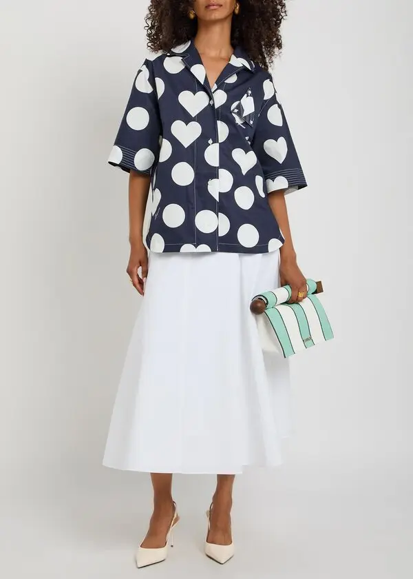 Jacquemus La Chemise Marin Polka Dot Cotton-poplin Shirt - Navy