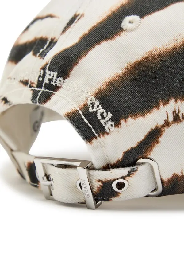 GANNI Logo-appliqué Zebra-print Cotton Cap
