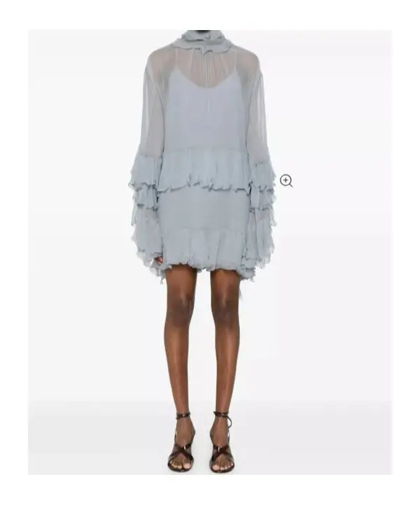 Chloé Ruffled Sheer Mini Dress