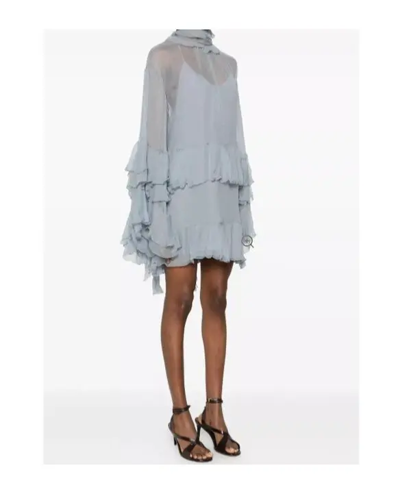 Chloé Ruffled Sheer Mini Dress