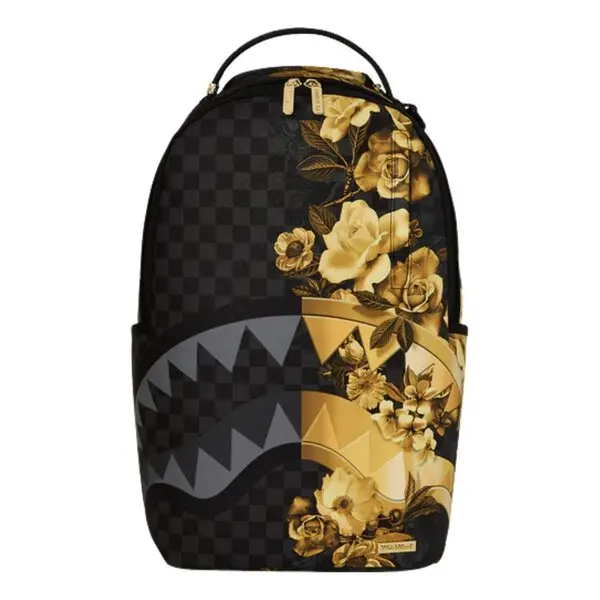 SPRAYGROUND Gold Floral Remix Backpack - Black/gold