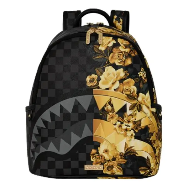 SPRAYGROUND Gold Floral Remix Savage Backpack - Black/gold