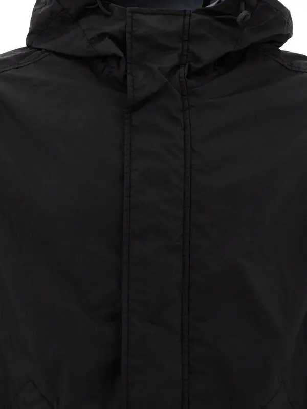 Stone Island Hooded Jacket With Compass Patch - Black