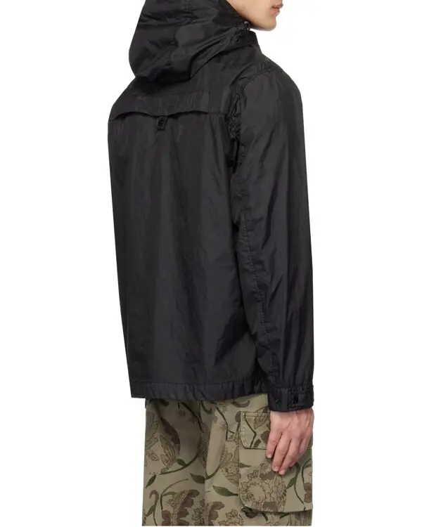 Stone Island Hooded Jacket With Compass Patch - Black