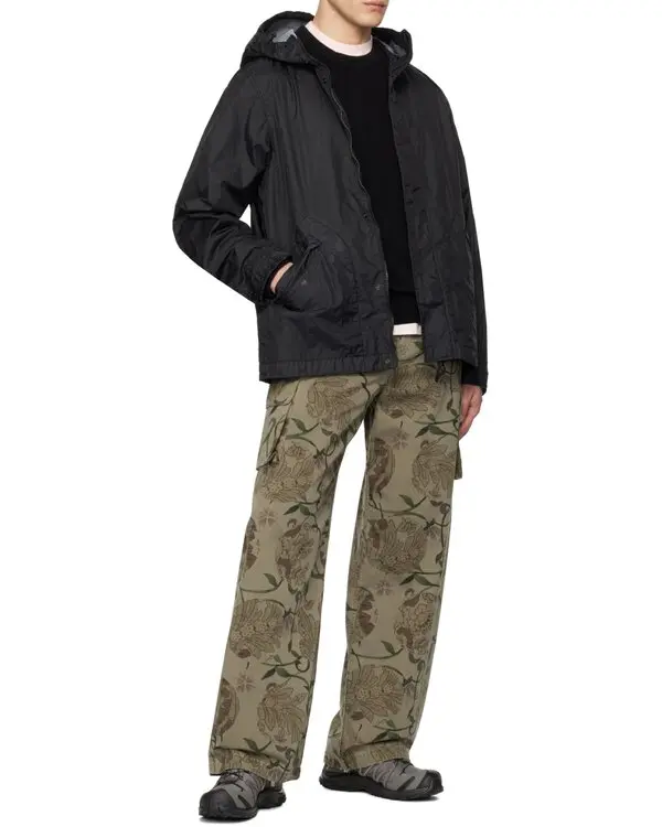 Stone Island Hooded Jacket With Compass Patch - Black