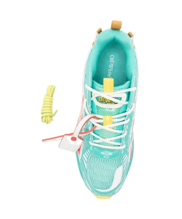 Off-White Round Toe Lace-up Sneakers - Multicolor