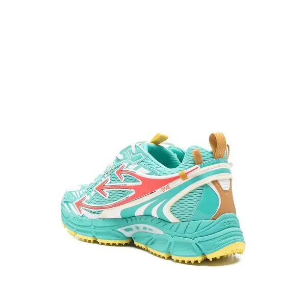 Off-White Round Toe Lace-up Sneakers - Multicolor