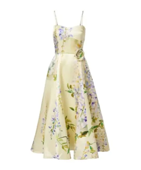 LEO Mariela Linen And Silk Floral Midi Dress