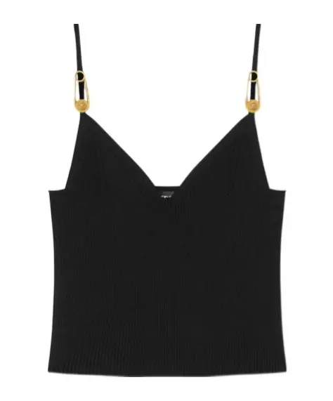 Versace Safety Pin Detailed V-neck Knitted Top