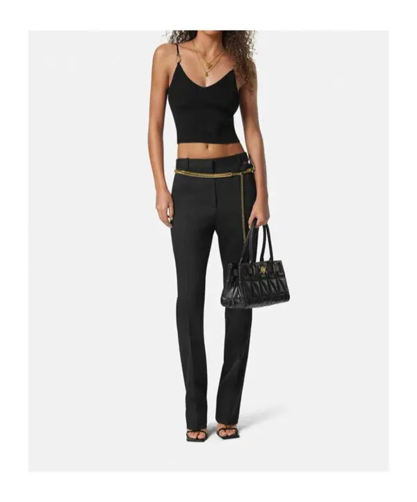 Versace Safety Pin Detailed V-neck Knitted Top