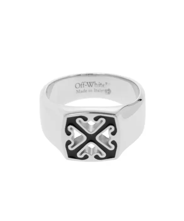 Off-White Arrow Cut-out Detailed Ring - Silver